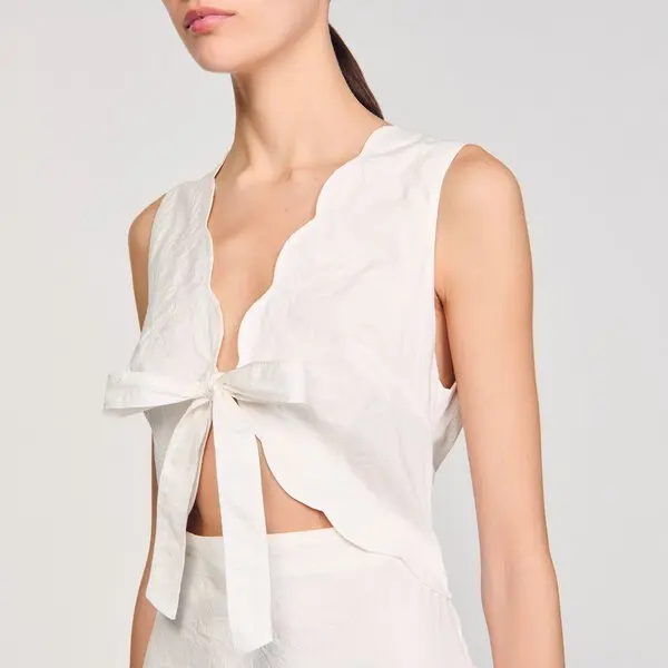 Sandro Crinkled Maxi Dress With Bow