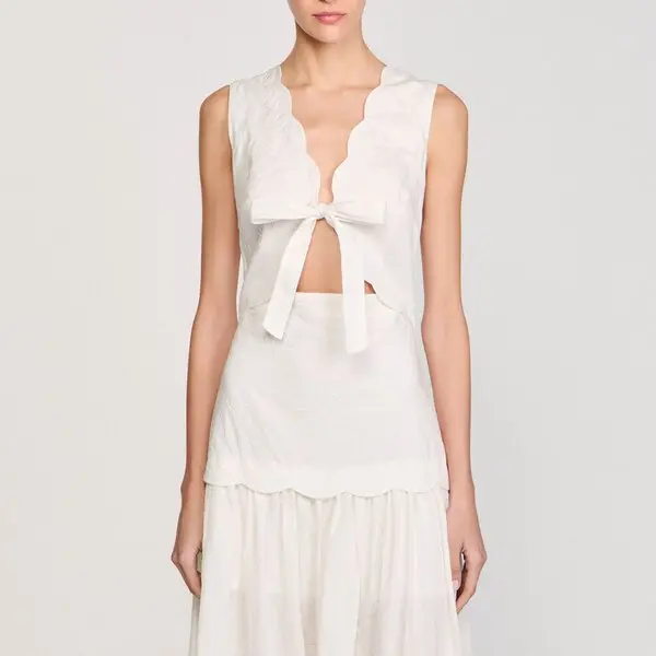 Sandro Crinkled Maxi Dress With Bow