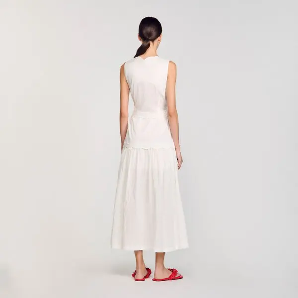 Sandro Crinkled Maxi Dress With Bow