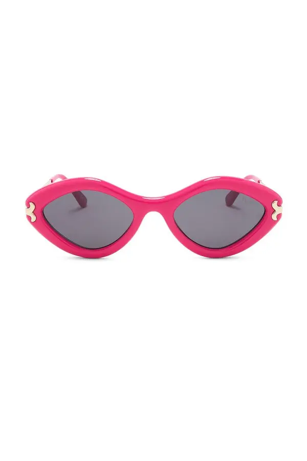 Emilio Pucci Oval Sunglasses - Shiny Fuchsia & Smoke