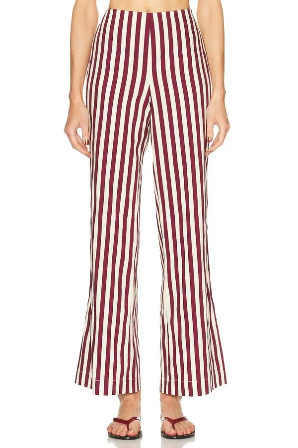 SIMONMILLER Pia Poplin Pant - Bordeaux Stripe
