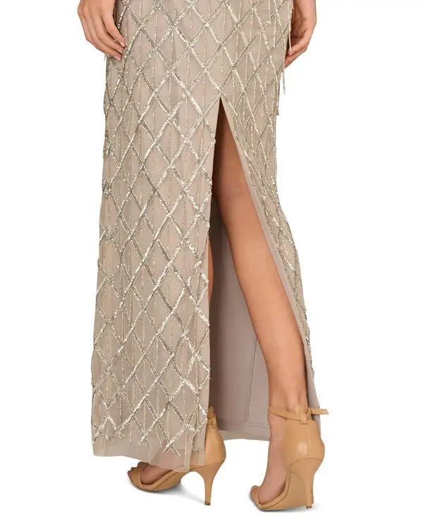 Aidan Mattox Beaded Halter Gown