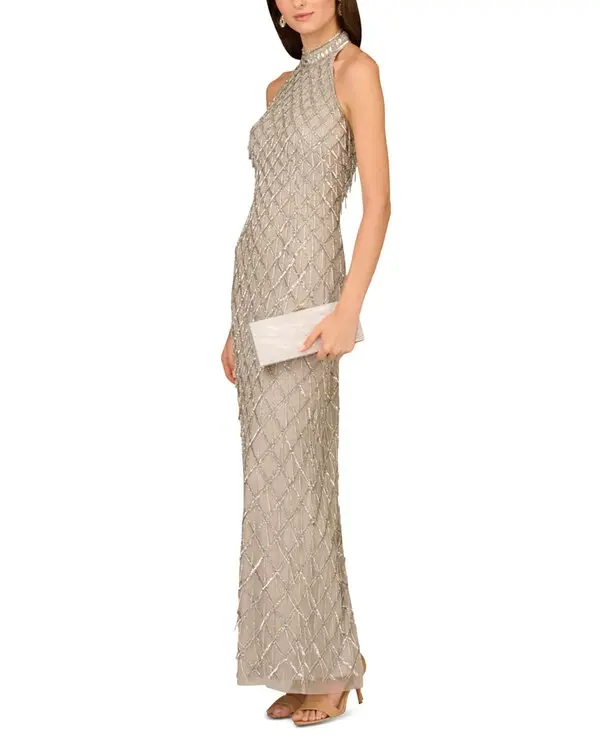 Aidan Mattox Beaded Halter Gown