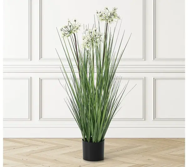GLITZHOME 3.25ft Onion Grass Artificial Plants N Pot - One-color