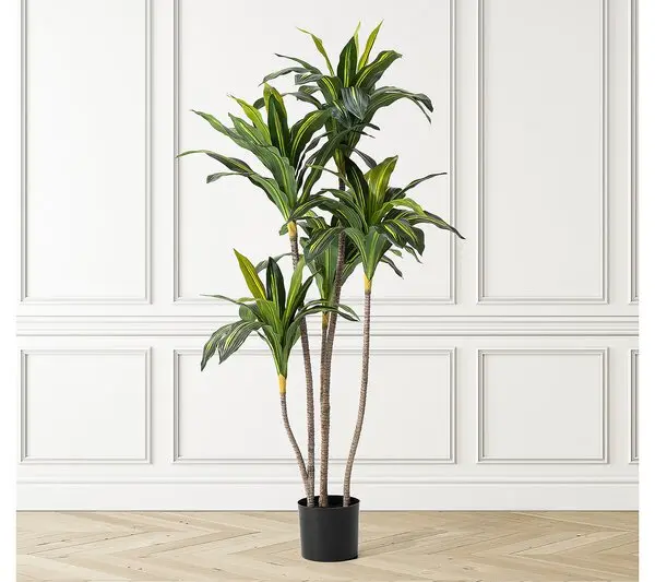 GLITZHOME 4.5ft Faux Dracaena Fragrans Plants I N Pot - One-color