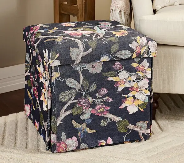 HOME REFLECTIONS As Is Printed Foldable Sq Storage Ottoman - One-color