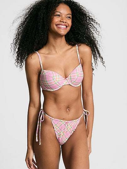 Pink By Frankies Bikinis Reign Thong Bikini Bottom - Print