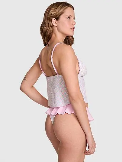 Pink By Frankies Bikinis Mae Eyelet Thong Bottom