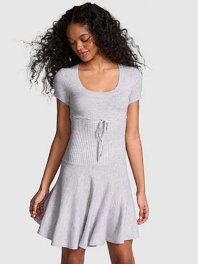 Pink By Frankies Bikinis Starling Knit Mini Dress - Grey