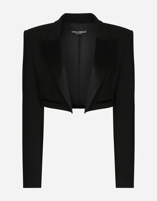 Dolce & Gabbana Wool Gabardine Spencer Tuxedo Jacket - Black