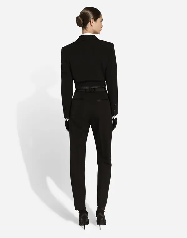 Dolce & Gabbana Wool Gabardine Spencer Tuxedo Jacket - Black