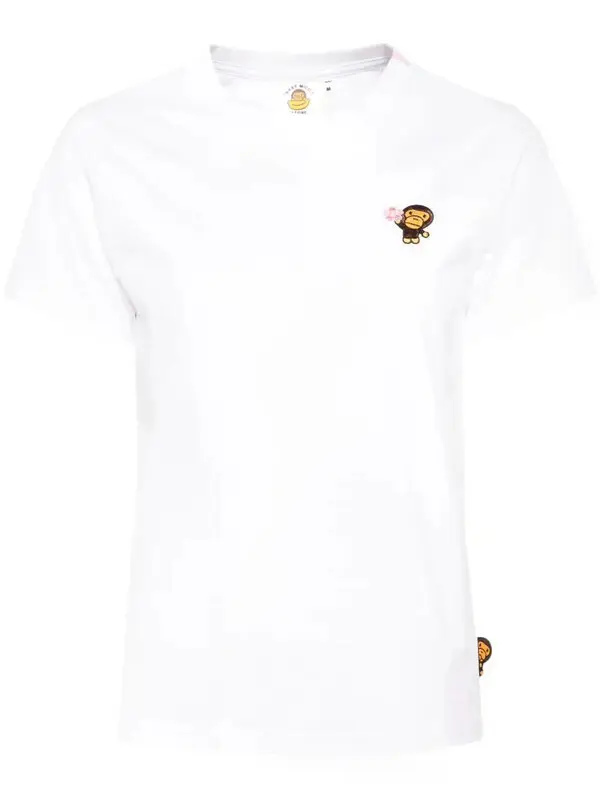 A BATHING APE Baby Milo® Store * Logo-embroidered T-shirt - White
