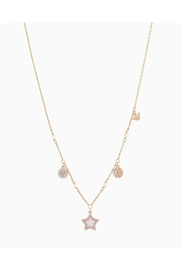 Emporio Armani Rose Gold-tone Station Necklace - Red