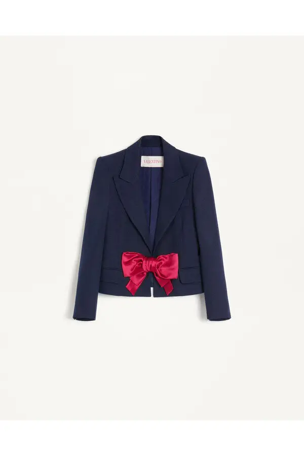Valentino Garavani Viscose Jacket With Bow Detail - Blue