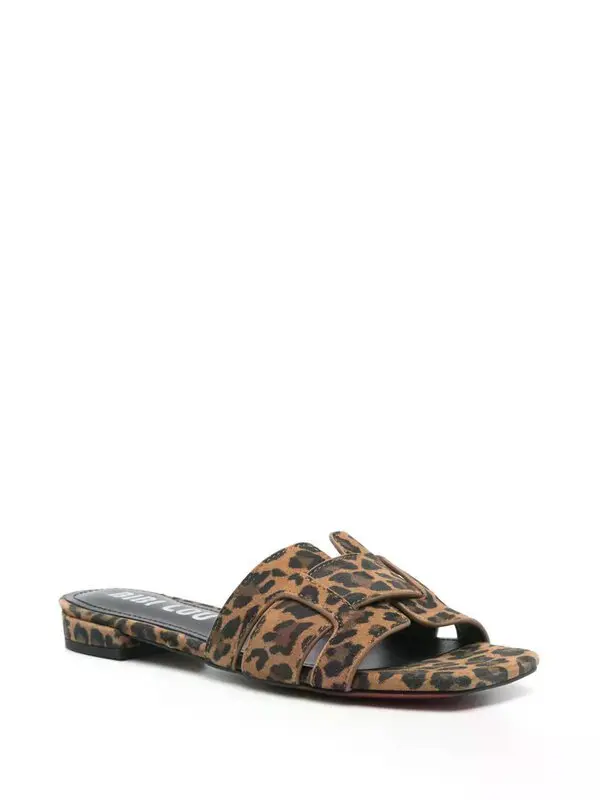 BIBI LOU Holly Leopard Print Flat Slides