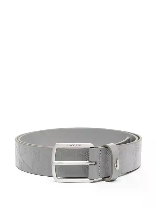 Lacoste Monogram Leather Belt - Grey