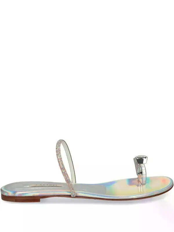 Casadei Ring-detail Slides - Silver