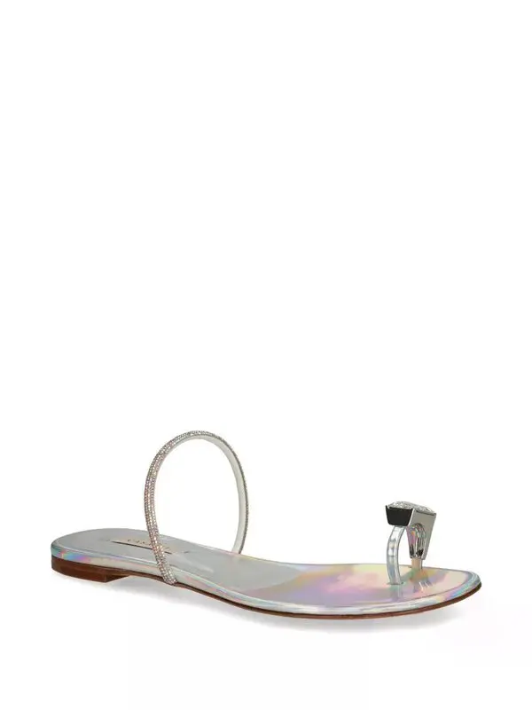 Casadei Ring-detail Slides - Silver