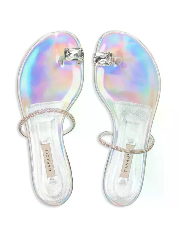 Casadei Ring-detail Slides - Silver