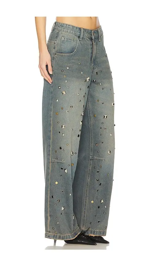JADED LONDON Studded Colossus Wide Leg Jeans