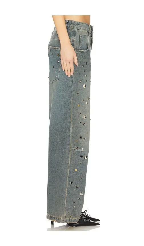 JADED LONDON Studded Colossus Wide Leg Jeans