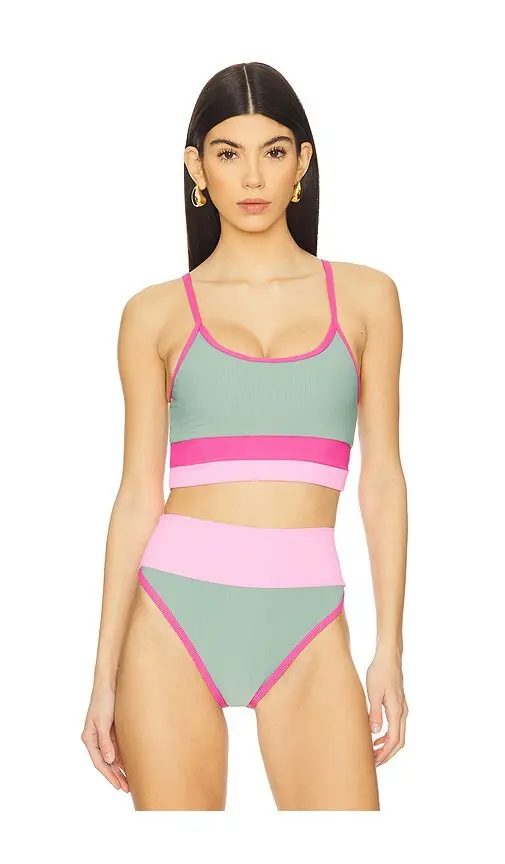 Beach Riot Eva Bikini Top - Sage Bloom Colorblock