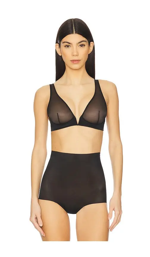 Commando Chic Mesh Plunge Underwire Bra - Black