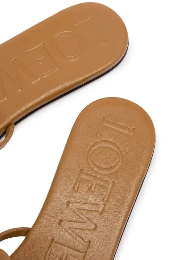 Loewe Anagram Petal Leather Sliders - Camel