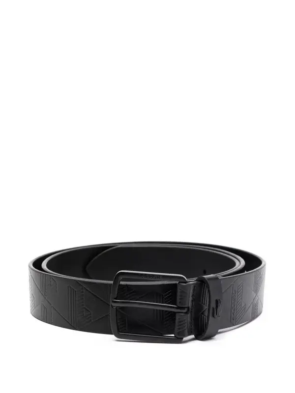 Lacoste Monogram Leather Belt - Black