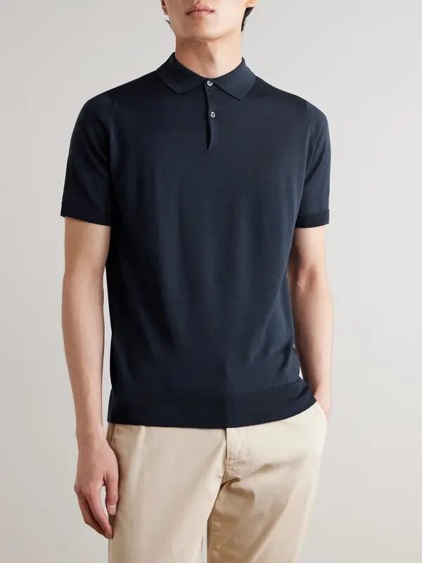 John Smedley Payton Slim-fit Wool Polo Shirt - Blue