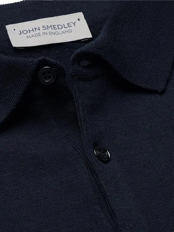 John Smedley Payton Slim-fit Wool Polo Shirt - Blue