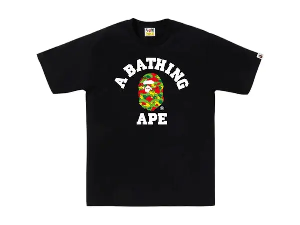 A BATHING APE Sta Camo College C Tee Shirt - Black