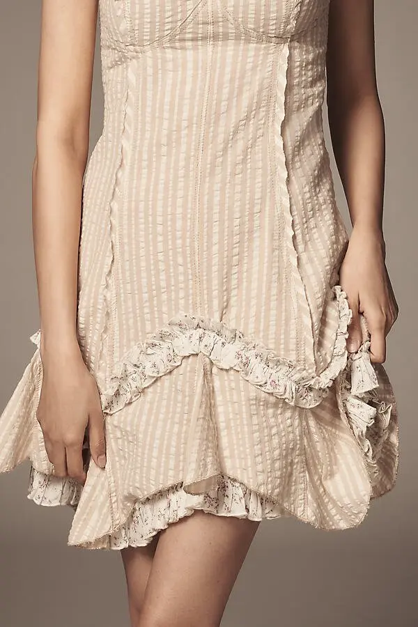 pilcro v-neck ruffle linen mini dress _keepingitkendall on LTK
