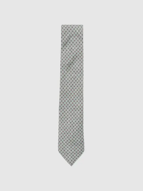 REISS Santo Silk Medallion-print Tie - Soft Sage