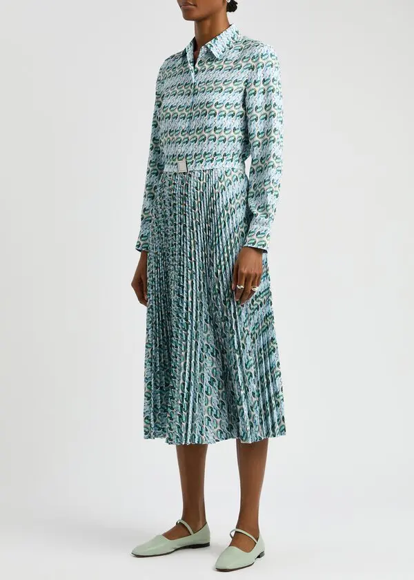 Tory Burch Printed Crepe Midi Shirt Dress