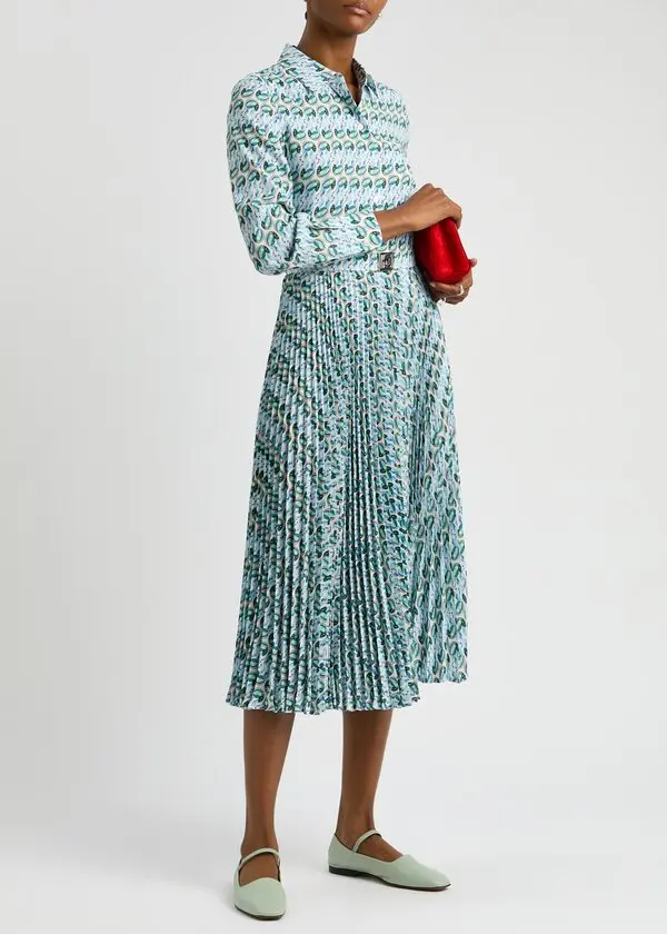 Tory Burch Printed Crepe Midi Shirt Dress
