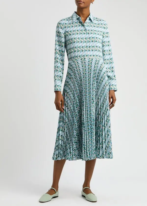 Tory Burch Printed Crepe Midi Shirt Dress