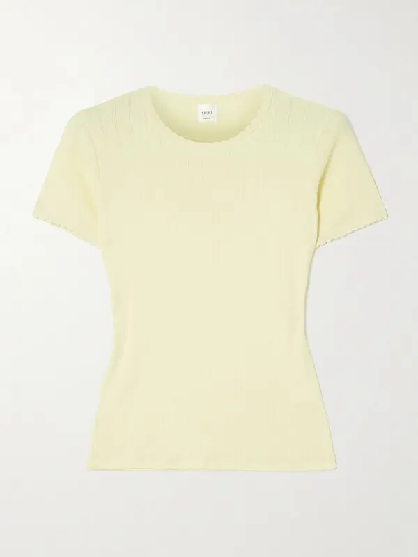LESET Pointelle-knit Cotton T-shirt