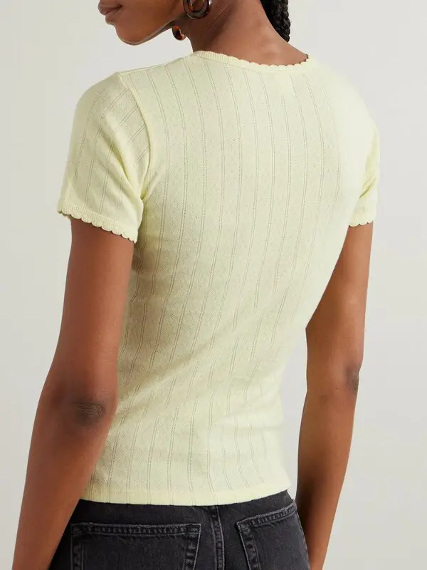 LESET Pointelle-knit Cotton T-shirt