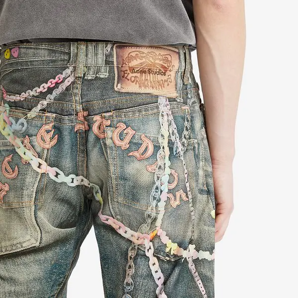 Acne Studios Trompe L Oeil Print Baggy Jeans - Mid Blue
