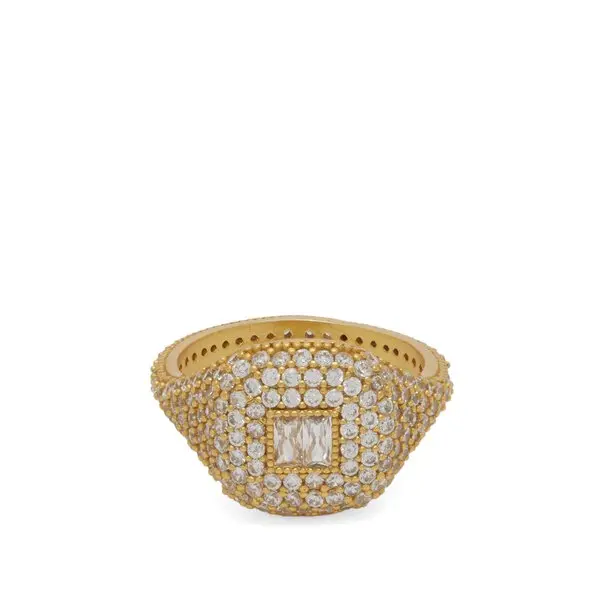 CRYSTAL HAZE Dna Baguette Signet Ring - Gold