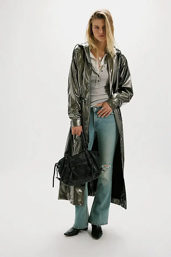 Rains Bold Longest W3 Rain Jacket - Silver