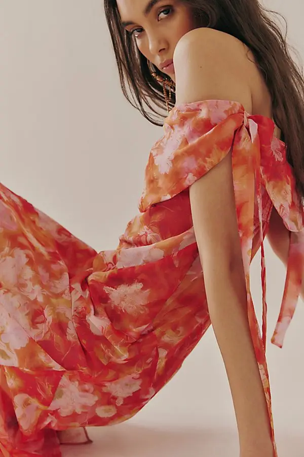white christmas dresses Lillie Bali Floral Dress Maxi Dress - Black main image 1
