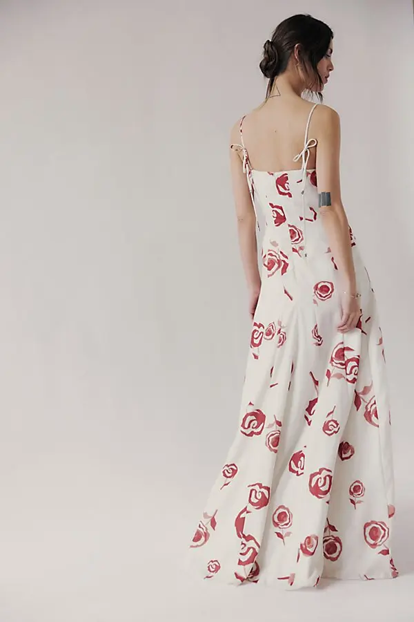 Estefania Rosseta Maxi Dress In Ivory Red - 63% Off | Editorialist