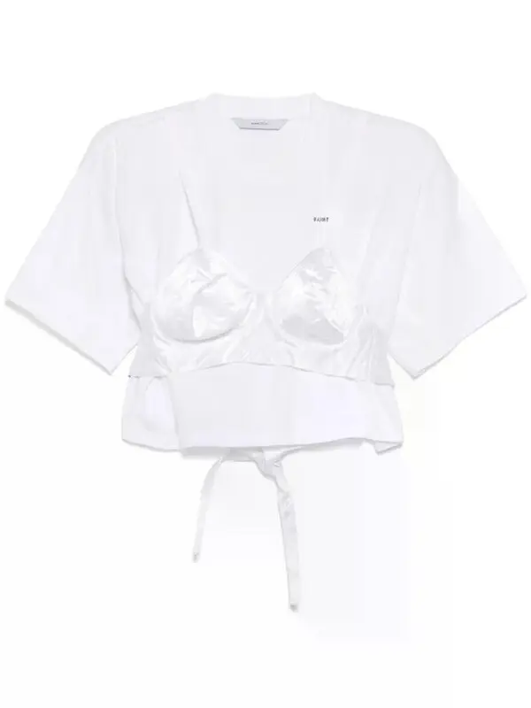 PUSHBUTTON Bra Point Cropped Top - White