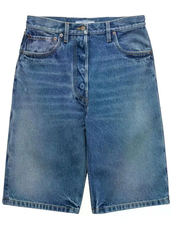 Prada Straight-leg Denim Shorts - Blue