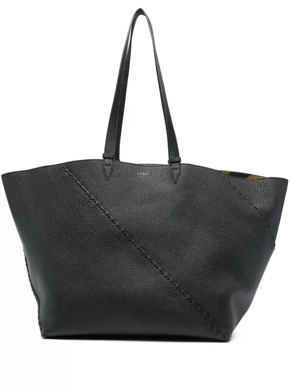 Fendi Large Selleria Diagonal Tote - Black