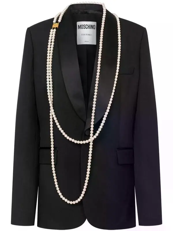 Moschino Faux-pearl-embellished Blazer - Black