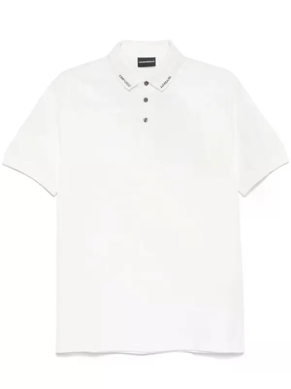Emporio Armani Embroidered-logo Polo Shirt - White
