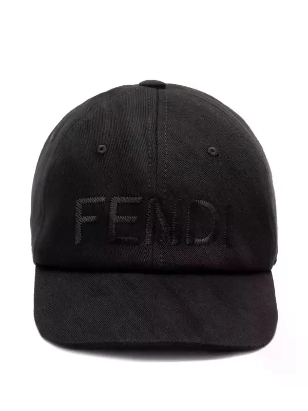 Fendi Logo Embroidered Baseball Cap - Black